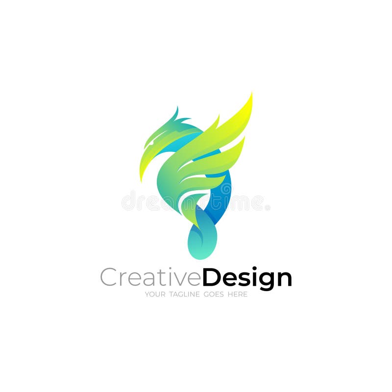 Falcon Design Template, Eagle Icon with Blue Color Stock Vector ...