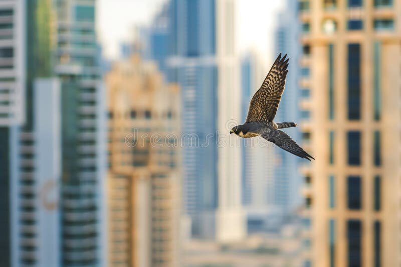 Falcon Flying Over Cityscape Stock Photo - Image of urban, freedom ...