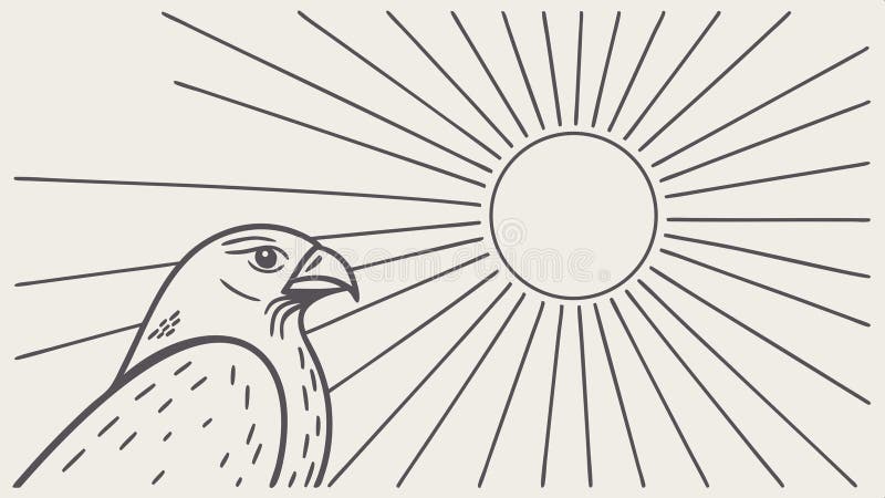 Falcon or Hawk with Sun Rays, Nature and Power Illustration Vector ...