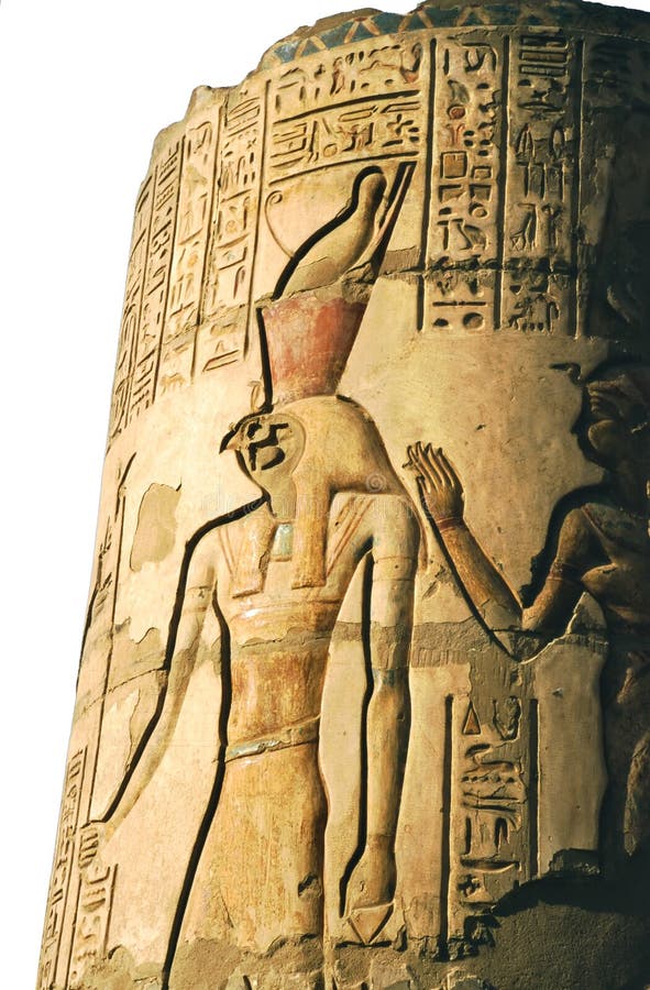 Falcon head god Horus stock photo. Image of hieroglyphs - 3350914