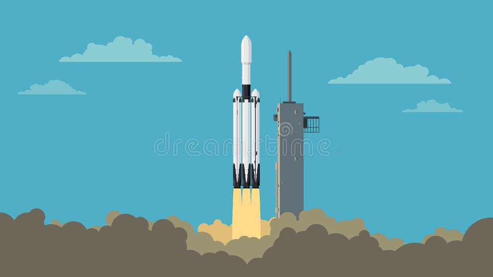 Rocket Falcon Heavy Vector Stock Illustrations – 61 Rocket Falcon Heavy ...