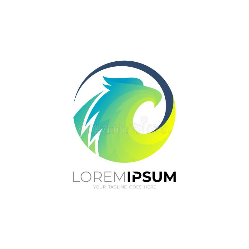 Falcon Logo and Circle Design Combination, Green Color Stock Vector ...