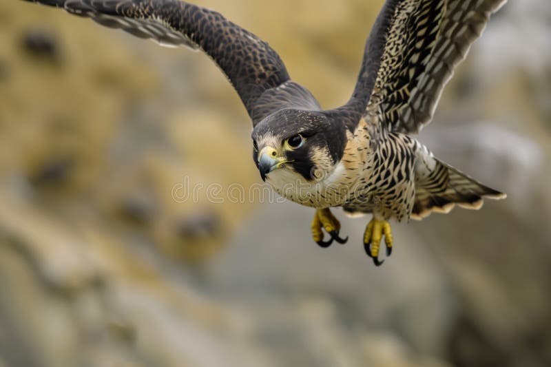 Falcon in Midflight with Wings Extended Stock Photo - Image of ...