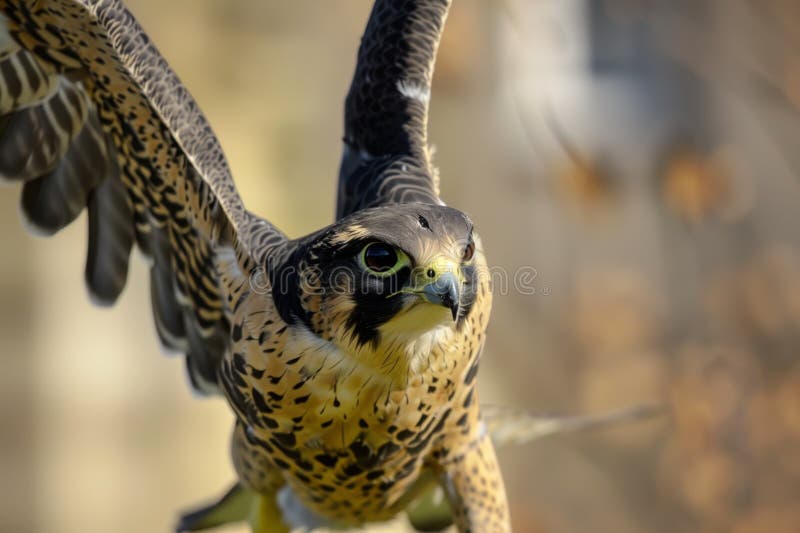 Falcon Passing Close To Camera with Eye Detail Visible Stock Image ...