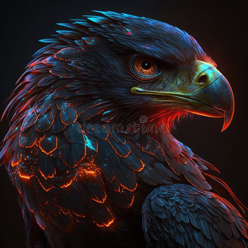 Falcon Red and Blue Flamed. Ai Generated Stock Illustration ...