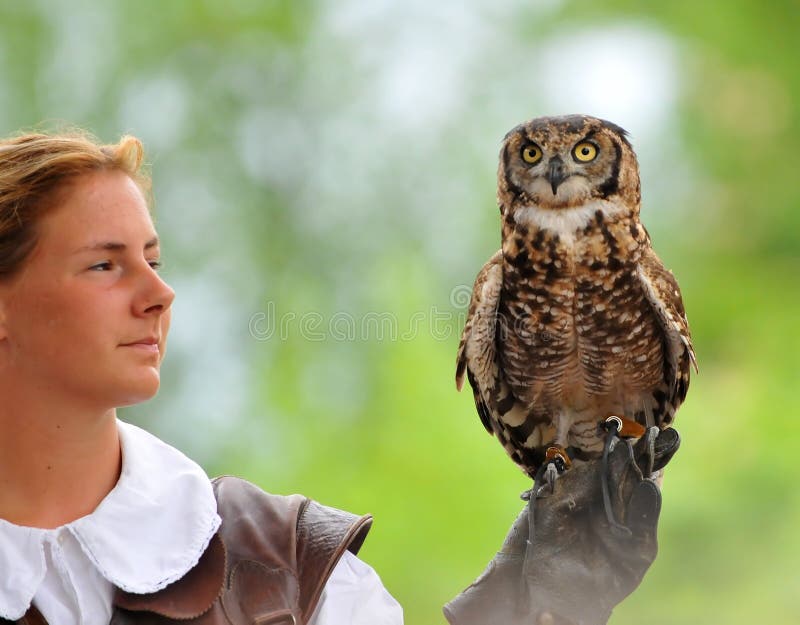 Falconiere della donna immagine editoriale. Immagine di pericoloso ...