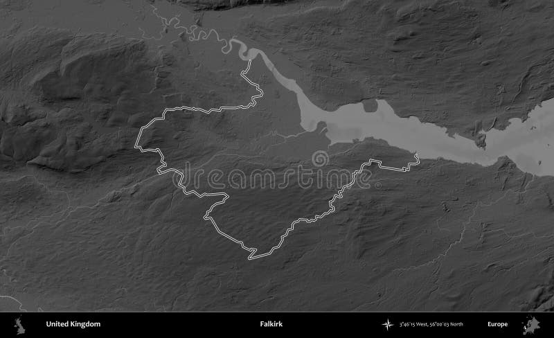 Falkirk Outlined, United Kingdom. Grayscale Stock Illustration ...