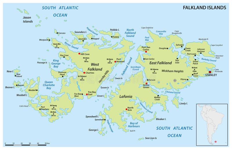 Falkland Islands, Also Malvinas, Political Vector Map Stock Vector ...