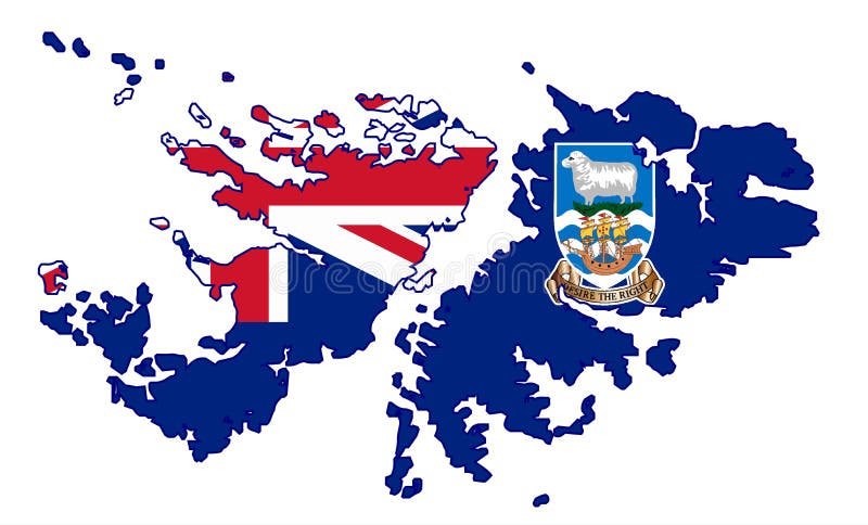 Falkland Islands Silhouette Flag Map Ilustración del Vector ...