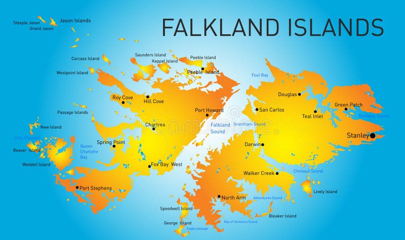 Falkland Islands Map with Social Distancing #stayathome Tag Stock ...