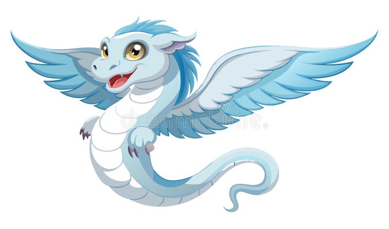 Falkor the Luckdragon Coiled in Midair with Pearl Scales Stock Photo ...