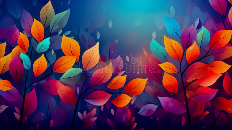 Fall Abstract Background with Colorful Leaves. Generative AI. Stock ...