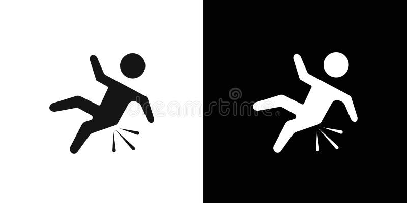 Fall Accident Icon Flat Vector Set Outline Stock Vector - Illustration ...