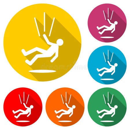 Fall Accident Icon with Long Shadow Stock Vector - Illustration of line ...