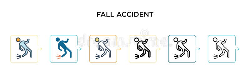 Fall Accident Vector Icon in 6 Different Modern Styles. Black, Two ...
