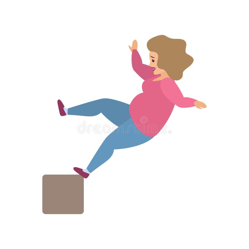 Fall Accident Of Woman Unhappy Female Character Losing Balance And Falling Stock Illustration 0367