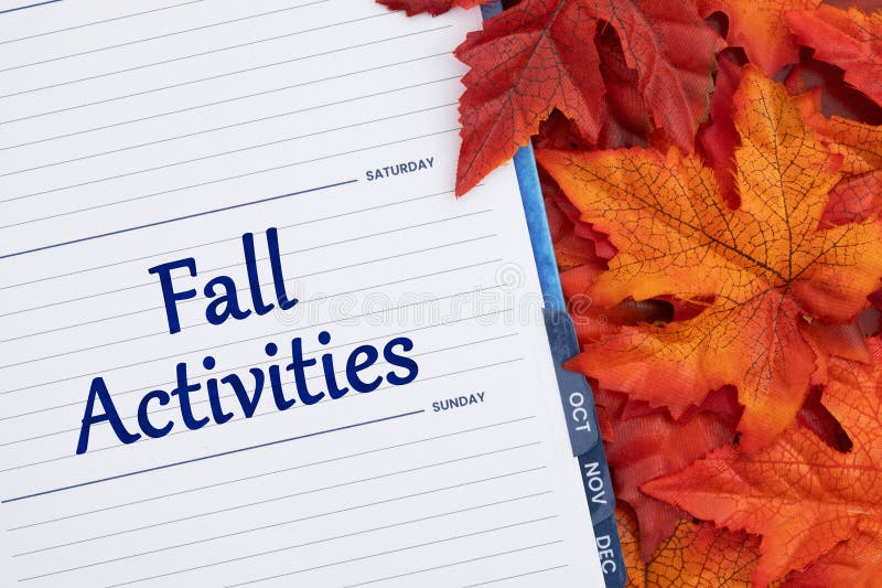 Fall Activities on Day Planner with Weekend with Fall Leaves Stock ...