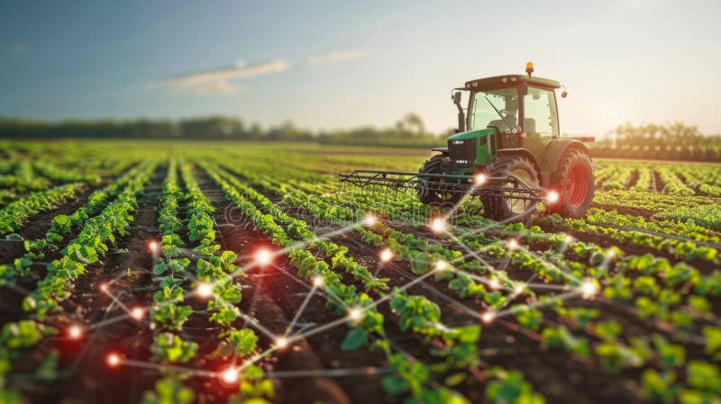 Fall Agriculture Fields with Technology Graphics. Concept of Technology ...