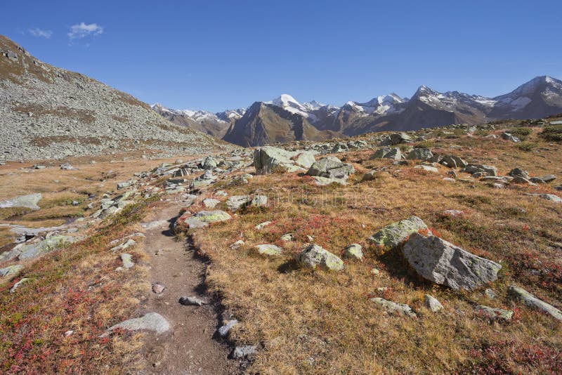 Fall in the Alps: Walking Long a Path in Ahrntal, Italy Stock Photo ...