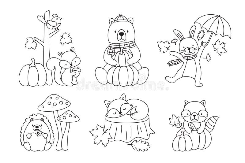 Fall Holiday Outline Animal Stock Illustrations – 1,232 Fall Holiday ...