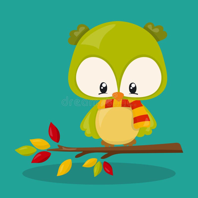 Fall Animals Owl 03 stock vector. Illustration of cartoon - 198986049