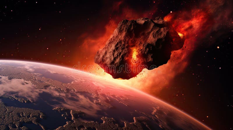 Fall of an Asteroid To Earth. End of the World, Armageddon Stock ...