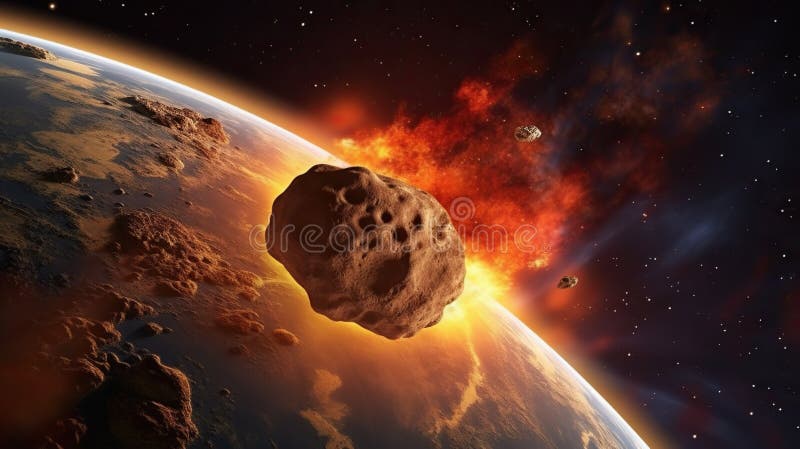 Fall of an Asteroid To Earth. End of the World, Armageddon Stock ...