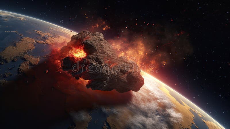 Fall of an Asteroid To Earth. End of the World, Armageddon Stock ...