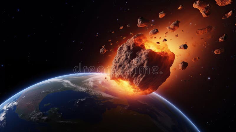 Fall of an Asteroid To Earth. End of the World, Armageddon Stock ...