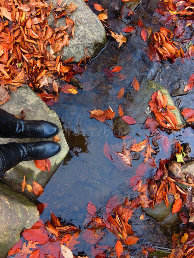 Fall Atmosphere with High Boots Stock Photo - Image of fashion, water ...