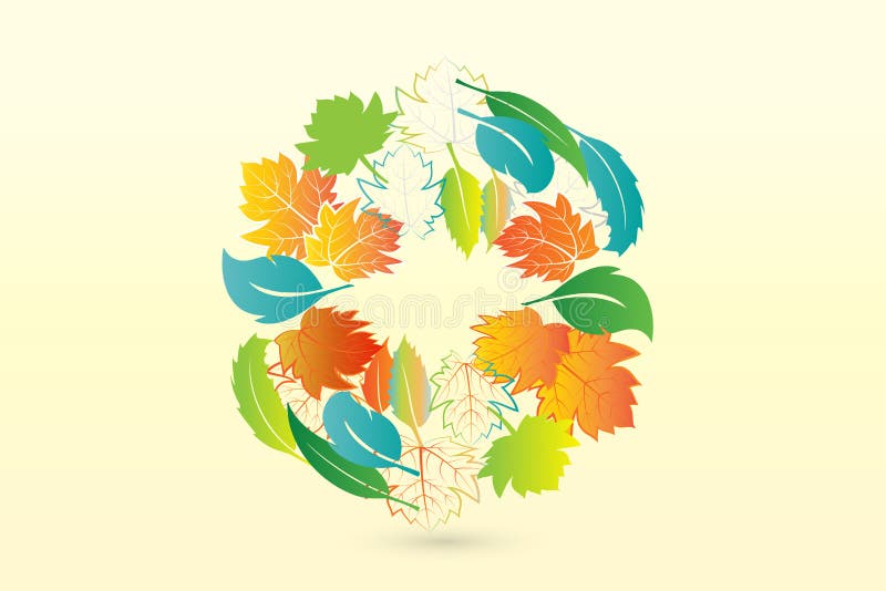 Fall Autumn Wreath of Colorful Leafs Logo Stock Vector - Illustration ...
