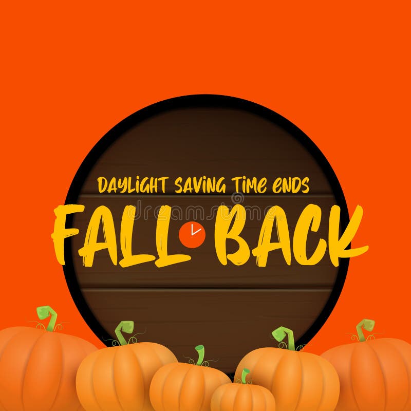 Fall Back 2024. Autumn Daylight Saving Time Ends Banner with Pumpkins ...