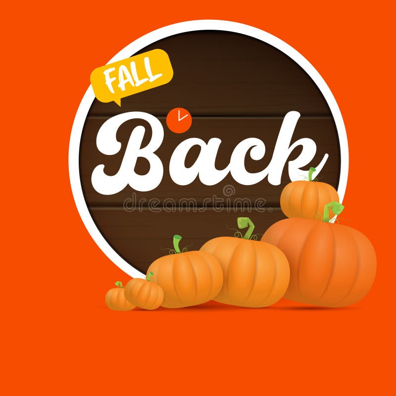 Fall Back 2024. Autumn Daylight Saving Time Ends Banner with Pumpkins ...