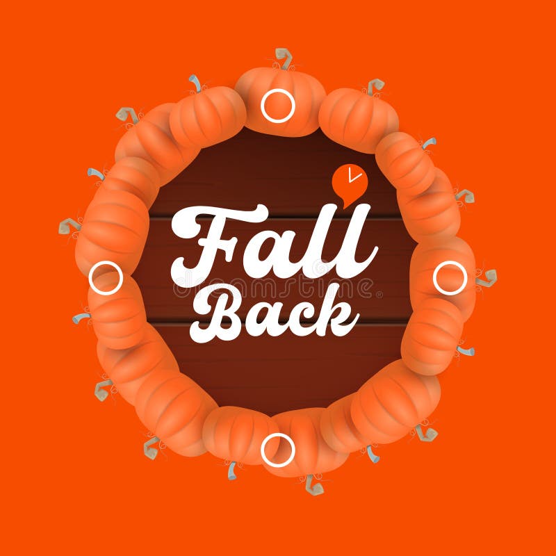 Fall Back 2024. Autumn Daylight Saving Time Ends Banner with Pumpkins ...