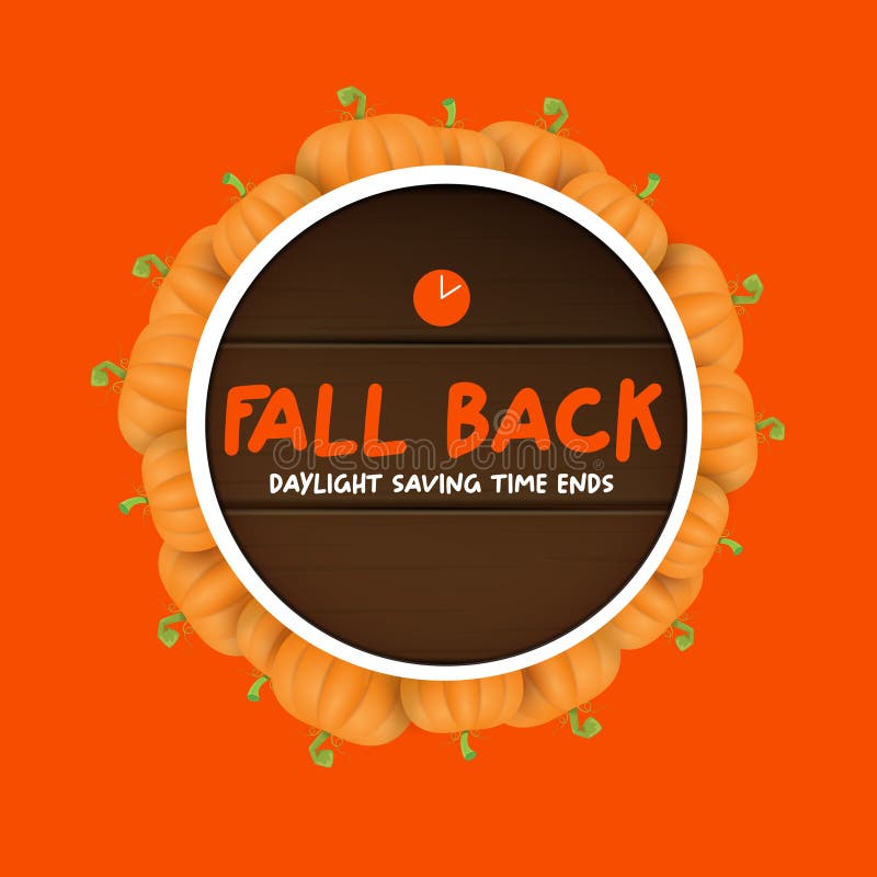 Fall Back 2024. Autumn Daylight Saving Time Ends Banner with Pumpkins ...