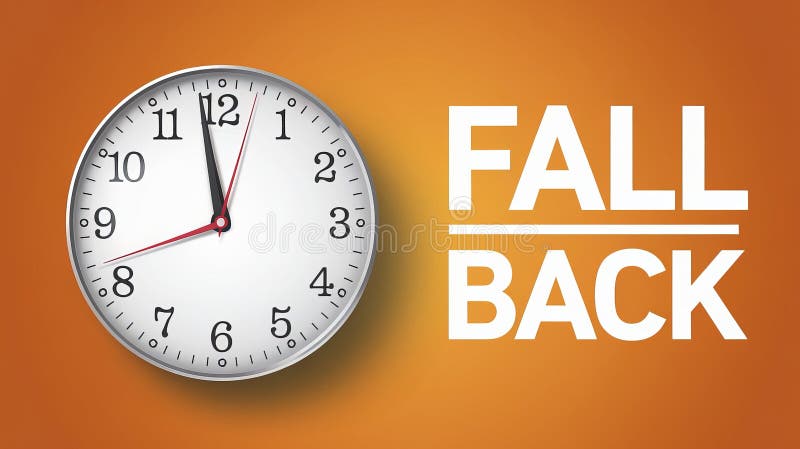 Fall Back: Daylight Saving Time Adjustment with Clock on Orange ...