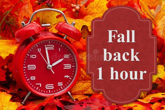 Fall Back 1 Hour Sign with Fall Leaves Stock Image - Image of fall ...
