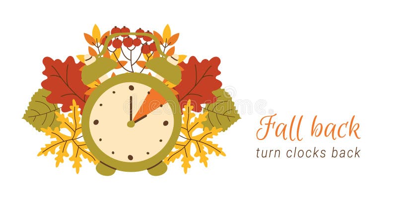 Fall Back Reminder Banner. Daylight Saving Time Ends Info Background ...