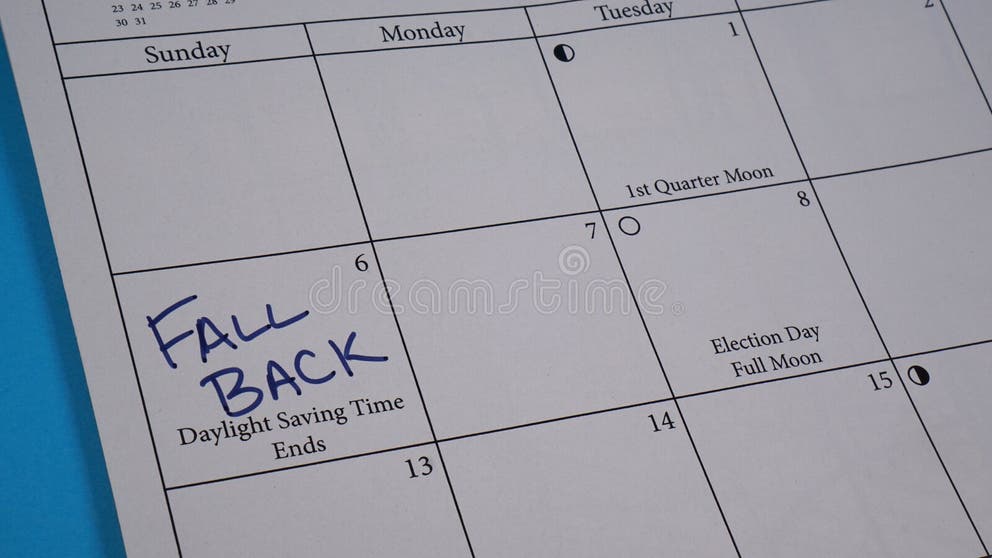 Fall Back Reminder on Calendar Stock Photo - Image of turn, daylight ...