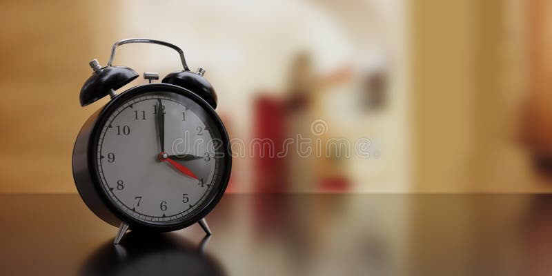 Fall Back Time. Daylight Saving End. Black Alarm Clock One Hour Back ...