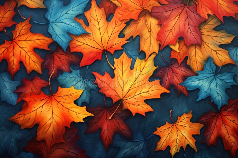 Fall Background Featuring Vibrant Autumn Maple Leaves Stock ...