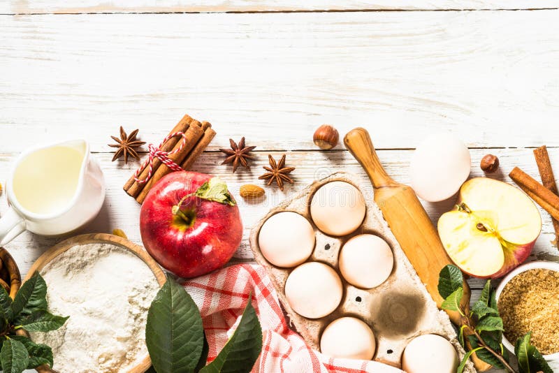 Fall Baking Ingredients on White. Stock Image - Image of book, cake ...