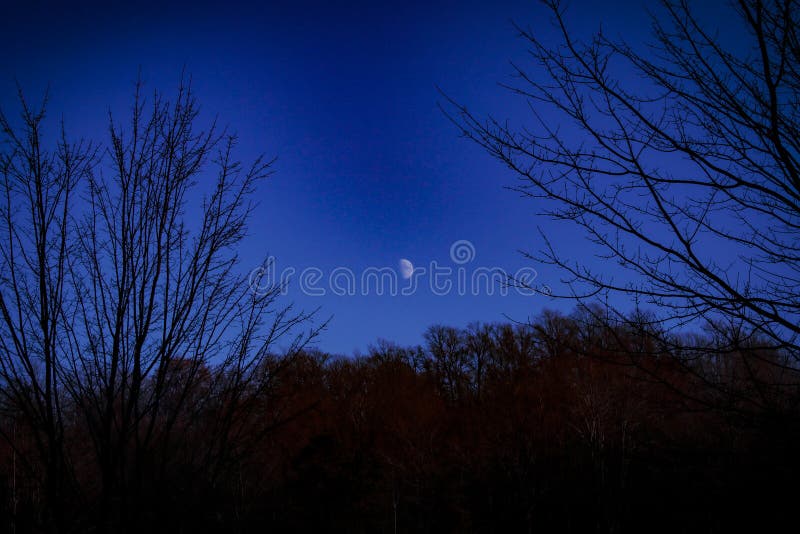 Fall 2022 - Beautiful View of the Moon at Nightfall Stock Image - Image ...