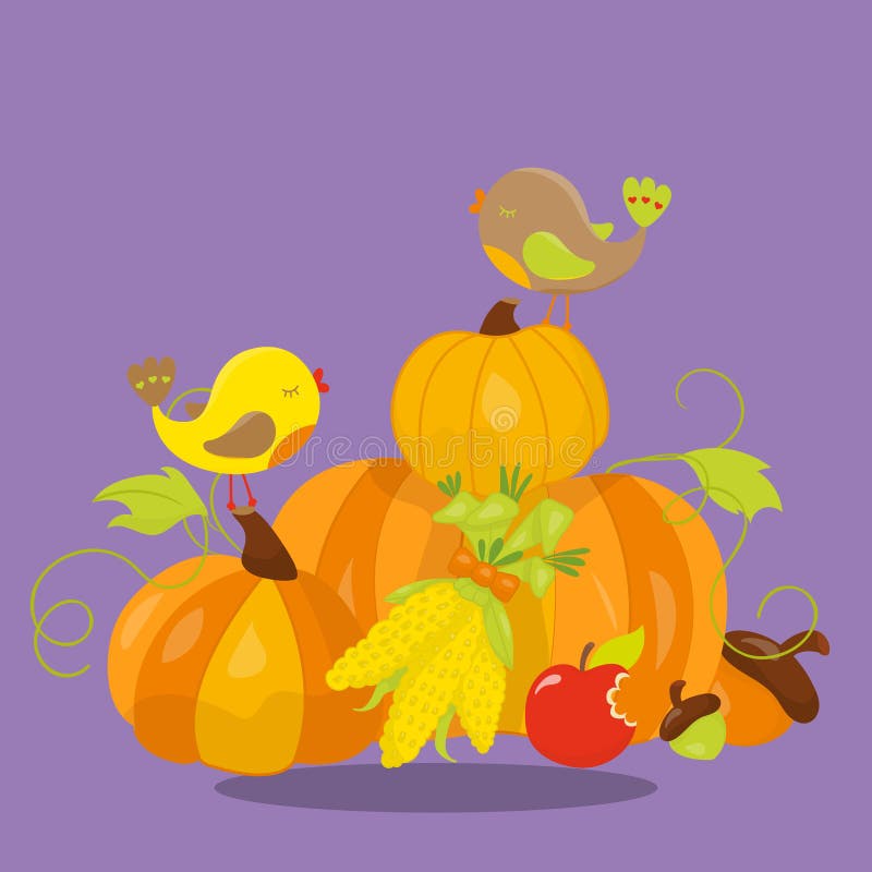Fall Birds Pumpkins and Birds 08 Stock Vector - Illustration of fall ...