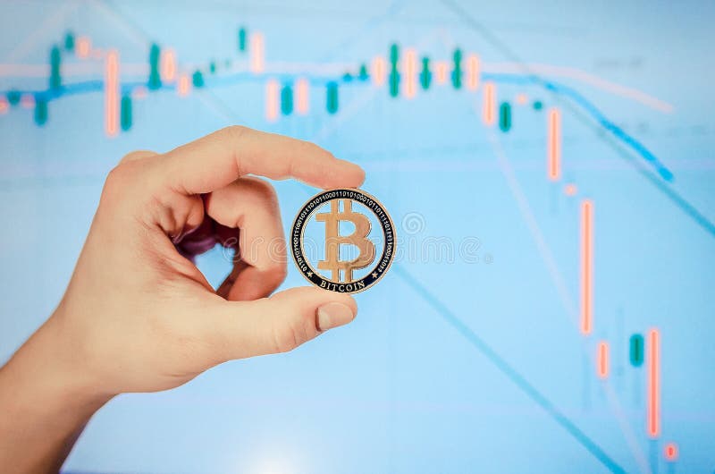 The Fall of the Bitcoin Course. Bitcoin Price Reduction Stock Photo ...