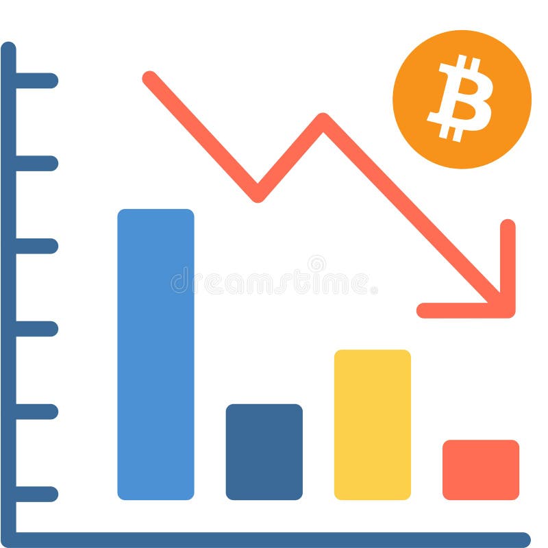 The Fall of Bitcoin Showing in Colourful Graph with Icon. Stock ...