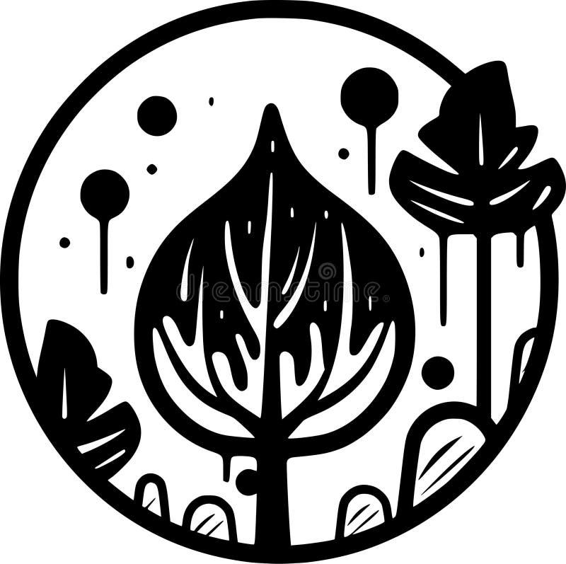 Fall - Black and White Vector Illustration Stock Vector - Illustration ...