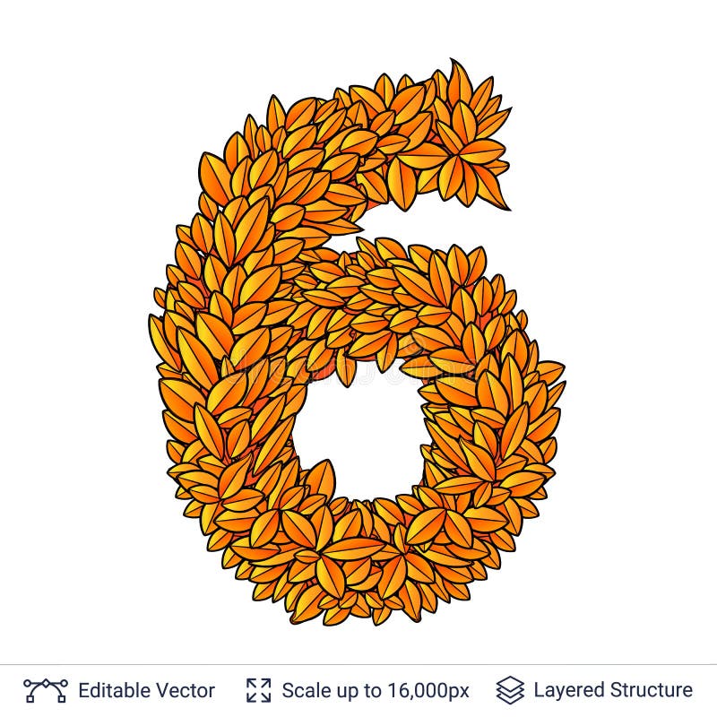 Number Six of Autumn Leaves. Stock Vector - Illustration of halloween ...