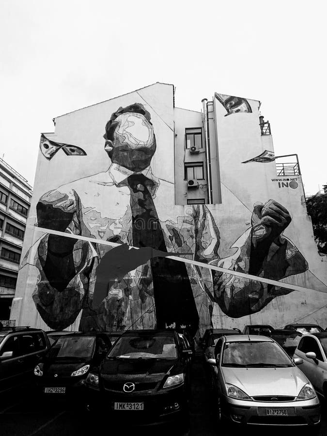 Fall of the Capitalism. Street Art Editorial Photo - Image of greece ...