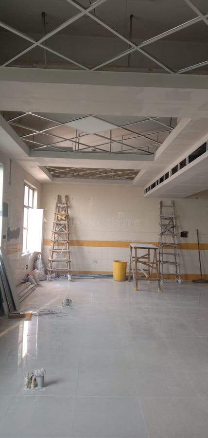 Fall Ceiling Work Under Progress Stock Image - Image of fall, used ...